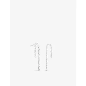 ASTRID & MIYU Gleam Crystal Rhodium-plated Sterling- Drop Stud Earrings - Silver