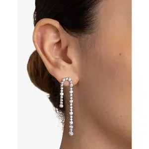 ASTRID & MIYU Gleam Crystal Rhodium-plated Sterling- Drop Stud Earrings