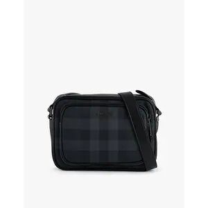 Burberry Checked Coated-canvas Crossbody Bag - Charcoal