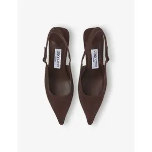 JIMMY CHOO Amel 50 Suede Slingback Heeled Courts - Chocolate