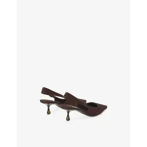 JIMMY CHOO Amel 50 Suede Slingback Heeled Courts - Chocolate