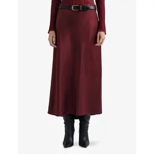 MALINA Aubree High-waist Satin Midi Skirt