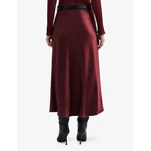MALINA Aubree High-waist Satin Midi Skirt
