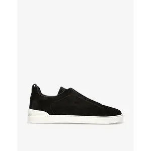 Zegna Triple Stitch Panelled Suede Low-top Trainers - Black