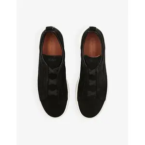 Zegna Triple Stitch Panelled Suede Low-top Trainers - Black