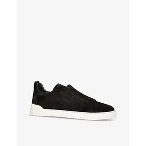 Zegna Triple Stitch Panelled Suede Low-top Trainers - Black