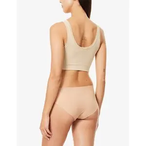Hanro Touch Feeling Padded Crop Stretch-woven Top - Beige