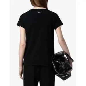 Zadig&Voltaire Regular-fit Button-neck Cotton T-shirt - Noir