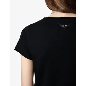 Zadig&Voltaire Regular-fit Button-neck Cotton T-shirt - Noir