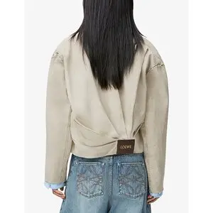 Loewe Draped Long-sleeve Denim Jacket - Light Grey