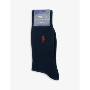 Polo Ralph Lauren Logo-embroidered Stretch-cotton Blend Socks - Navy