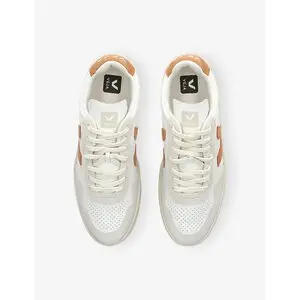 VEJA V-90 Logo-embroidered Leather Low-top Trainers - White/oth