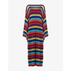 LEEM Stripe-print Knitted Maxi Kaftan