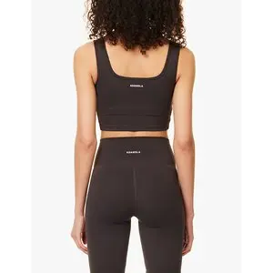 ADANOLA Ultimate Square-neck Stretch-woven Sports Bra - Coffee Bean
