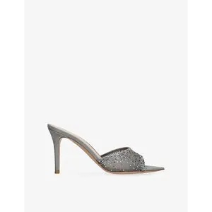 GIANVITO ROSSI Rania 85 Mesh Heeled Mules - Silver