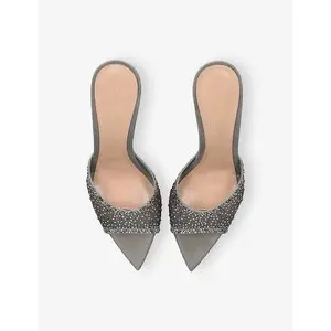 GIANVITO ROSSI Rania 85 Mesh Heeled Mules - Silver