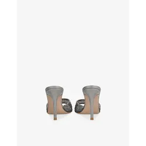 GIANVITO ROSSI Rania 85 Mesh Heeled Mules - Silver