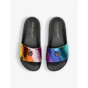 Kurt Geiger Eagle-embellished Striped Rubber Sliders