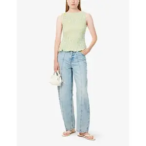 AMY LYNN Shirred Cotton-poplin Top - Multi