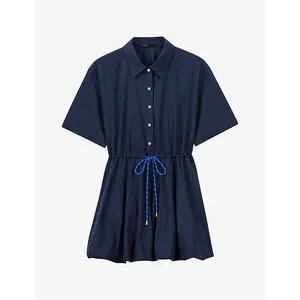 Maje Cotton Mini Dress - Navy