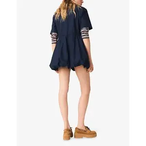 Maje Cotton Mini Dress - Navy