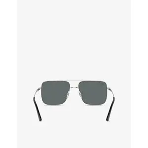 Ray-ban Rb3758 Square-frame Metal Sunglasses - Silver