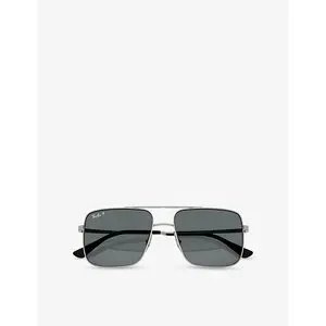 Ray-ban Rb3758 Square-frame Metal Sunglasses - Silver
