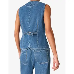 Whistles Round Neck Slim Fit Denim Waistcoat