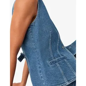 Whistles Round Neck Slim Fit Denim Waistcoat
