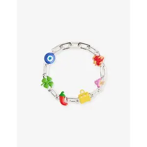POUBEL Rhodium-plated Sterling Charm Bracelet Set - Silver