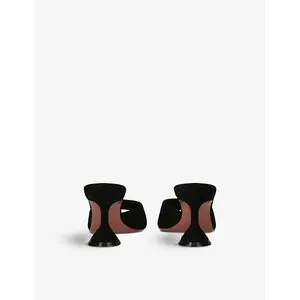 Amina Muaddi Lupita Leather Heeled Mules - Black