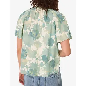 Whistles Tie-neck Floral-print Woven Blouse