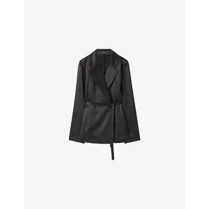 JOSEPH Joubert Belted-waist Double-breasted Silk Blazer - Black