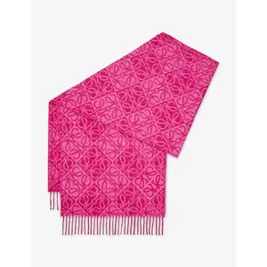 Loewe Anagram Wool And Cashmere Scarf - Fuchsia