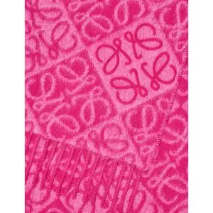 Loewe Anagram Wool And Cashmere Scarf - Fuchsia