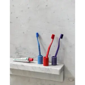 HAY Cylindrical Stoneware Toothbrush Holder - Red