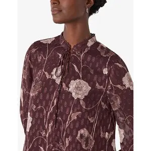 Whistles Floral-print Tie-neck Woven Blouse