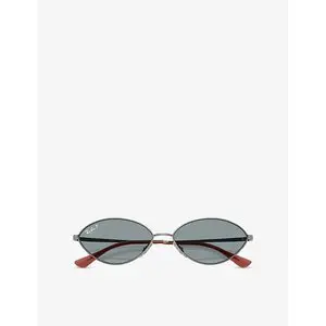 Ray-ban Oval-frame Metal Sunglasses - Silver