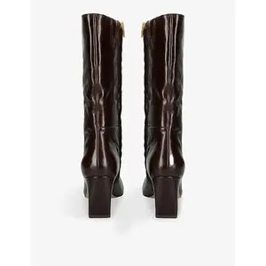 Dolce Vita Riggs Patent-leather Heeled Mid-calf Boots - Brown