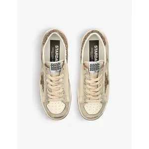 GOLDEN GOOSE Stardan Glitter-embellished Leather Trainers