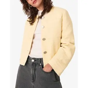 Whistles Patch-pocket Collarless Textured Cotton Jacket