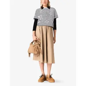 Maje Striped Cotton-jersey T-shirt