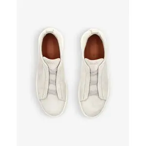 Zegna Triple Stitch Suede Low-top Trainers - Bone
