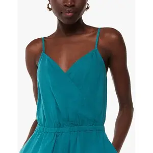 Whistles Wrap-front Sleeveless Linen And Cotton-blend Jumpsuit