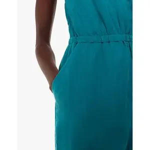 Whistles Wrap-front Sleeveless Linen And Cotton-blend Jumpsuit