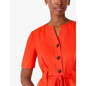 Whistles Fiona Short-sleeved Linen Jumpsuit