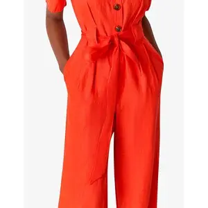 Whistles Fiona Short-sleeved Linen Jumpsuit