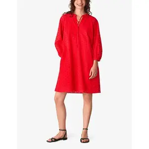 Whistles Broderie V-neck Cotton Mini Dress