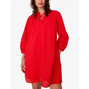Whistles Broderie V-neck Cotton Mini Dress
