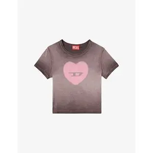 DIESEL® Heart-print Stretch-cotton T-shirt - 7fg